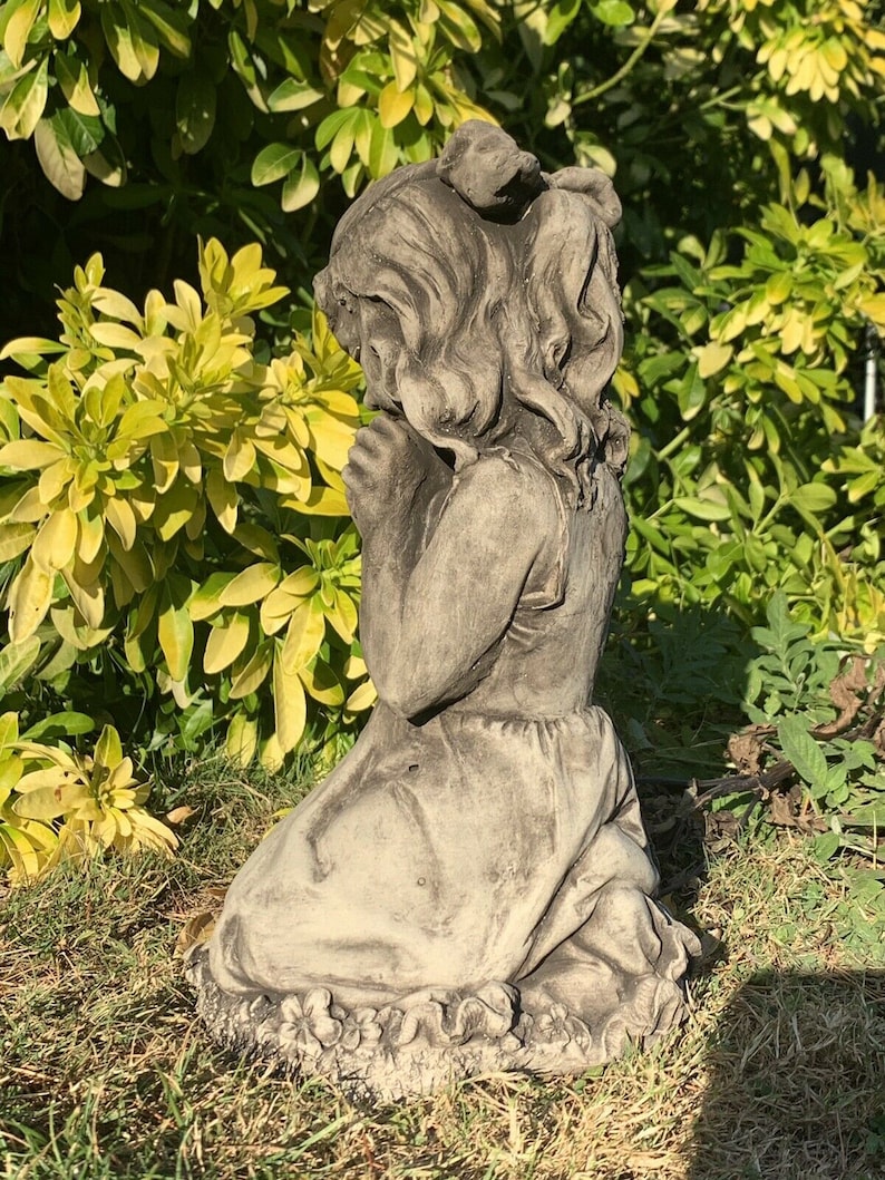 Stone Garden Cute Praying Girl Large Statue Ornament - Etsy
