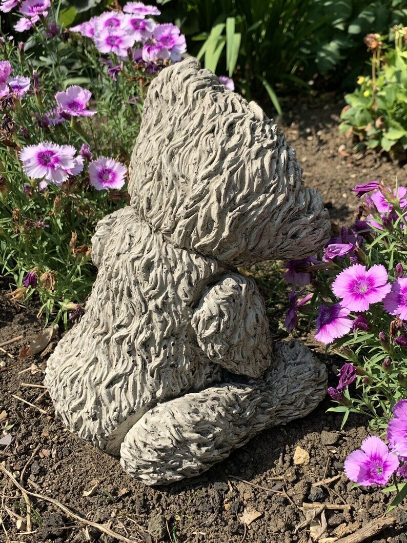 Stone Garden Cute Teddy Bear Detailed Concrete Garden Ornament | Etsy