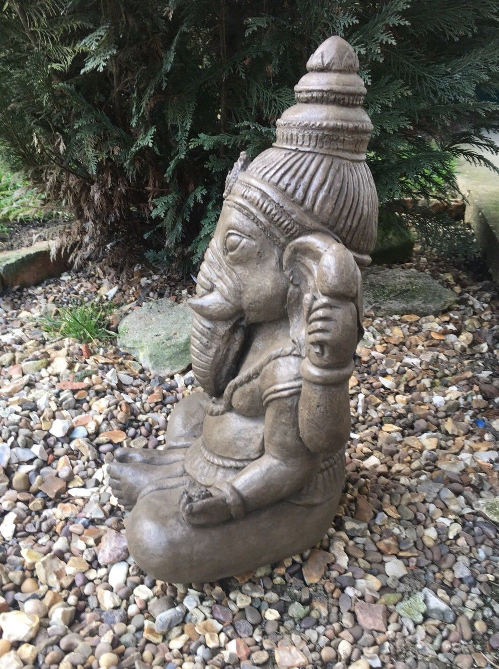 Stone Large Meditating Ganesh Elephant Praying God Buddha - Etsy UK