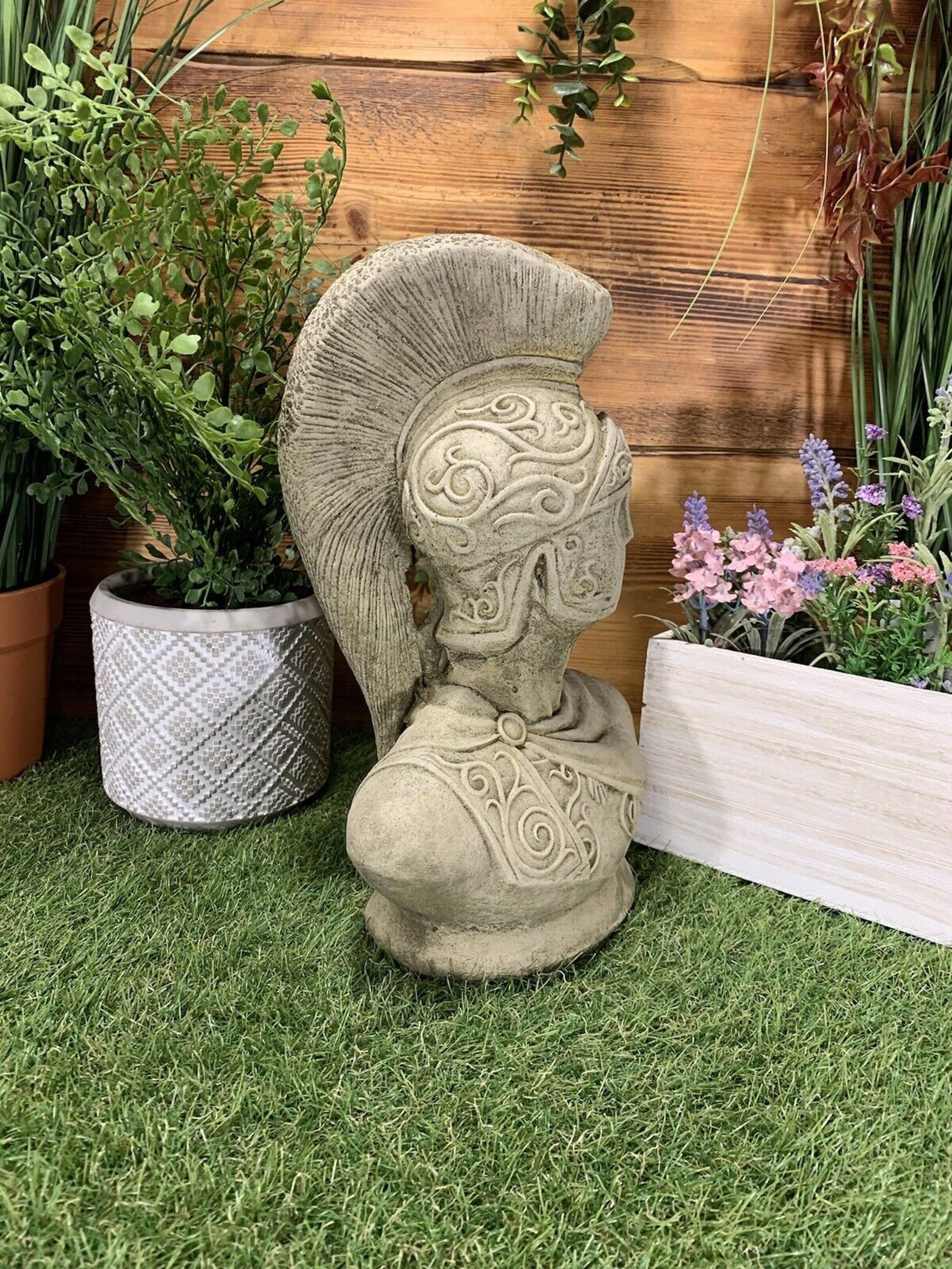 Stone Garden Roman Centurion Man Bust Statue Soldier Ornament - Etsy