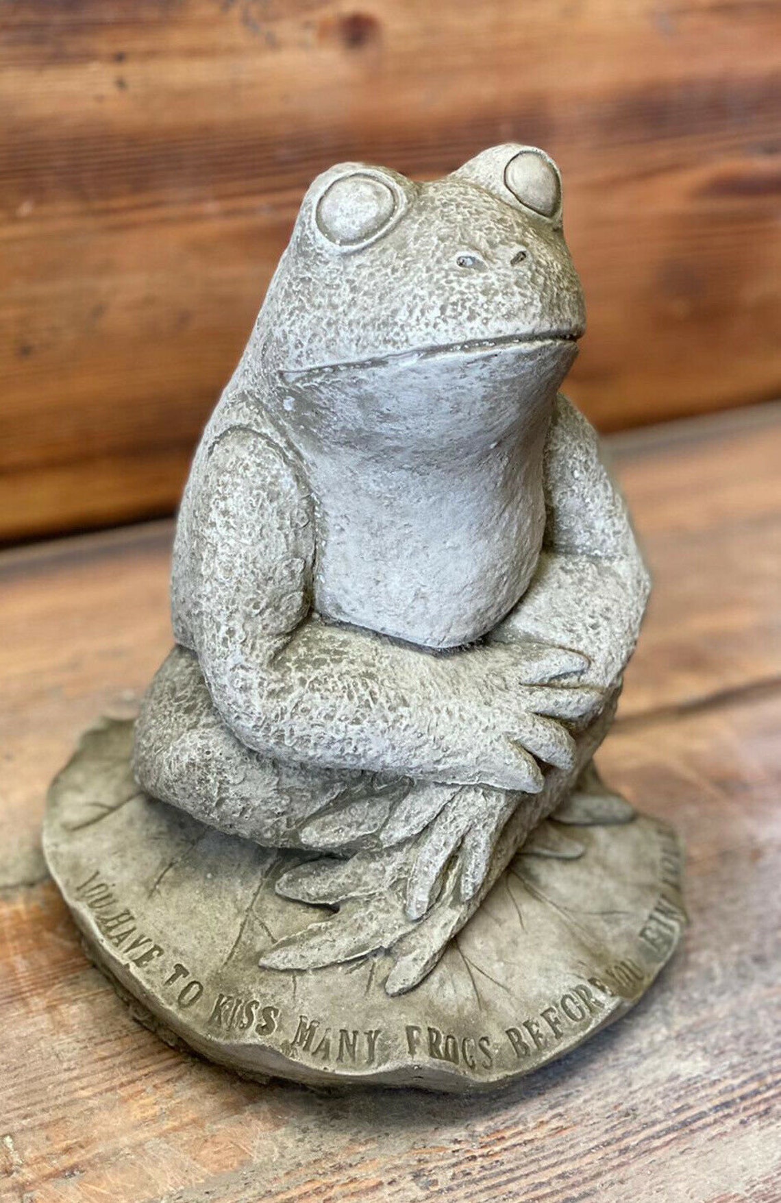 Stone Garden Prince Charming Frog On A Lily Pad Verse Statue | Etsy