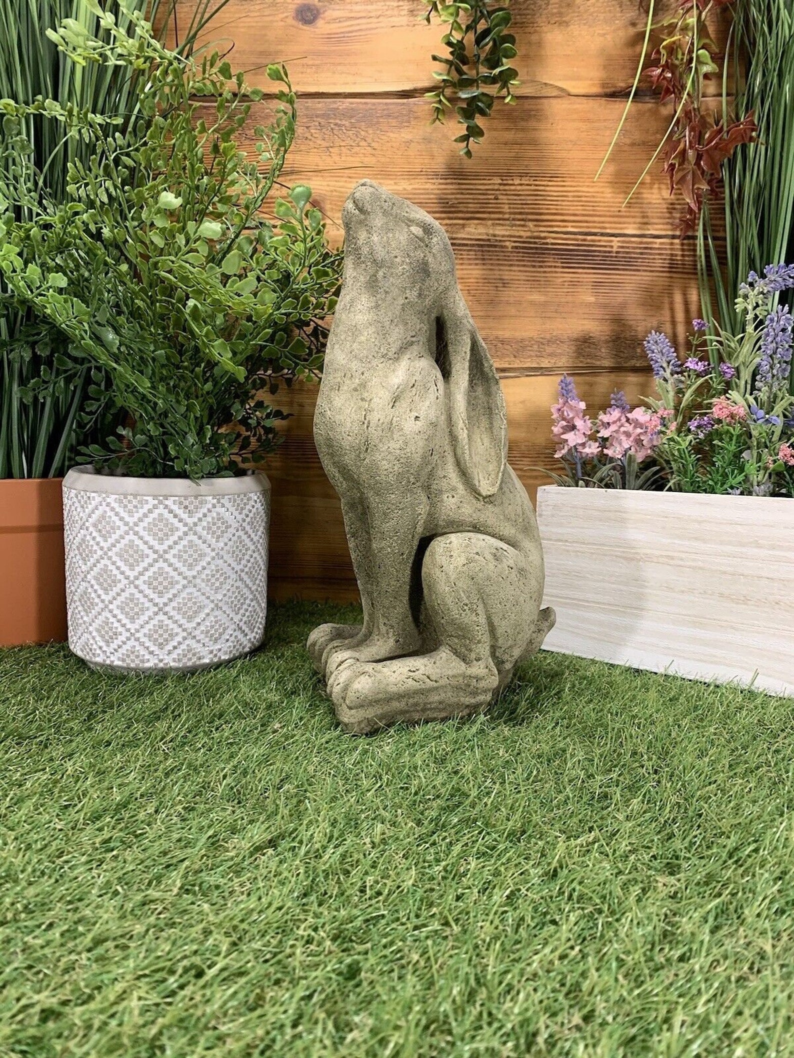 Stone Garden Moon Gazing Hare Ornament - Etsy UK