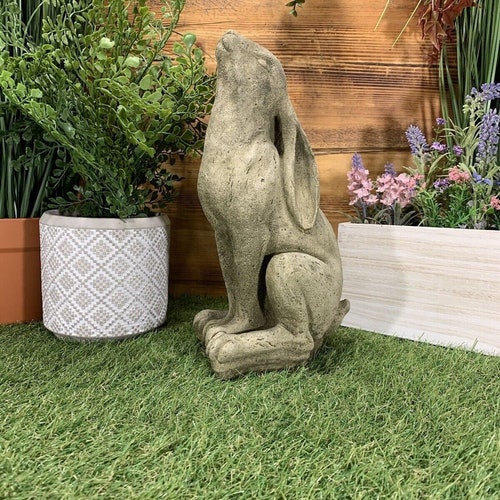Mother and Baby Moon Gazing Hare Stone Garden Ornaments - Etsy
