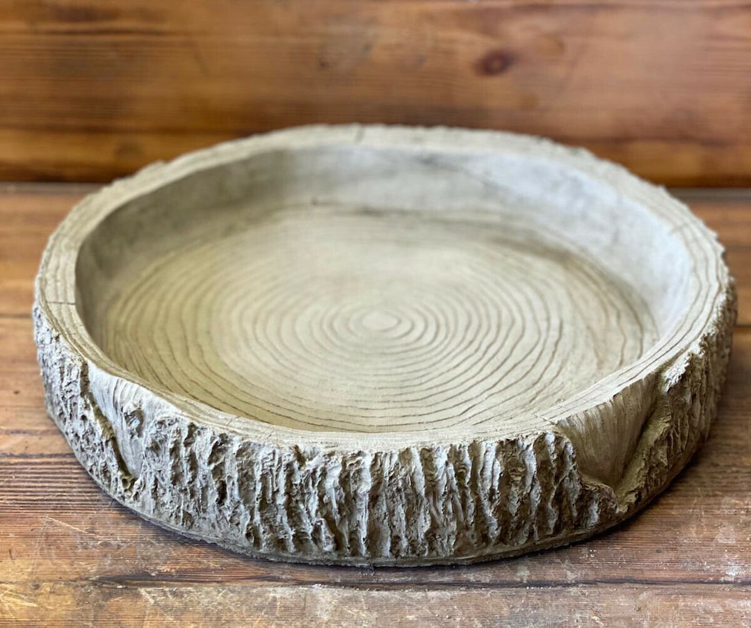 Stone Garden Log Bird Bath Top/only/ Feeder/ Bowl Replacement Dish ...