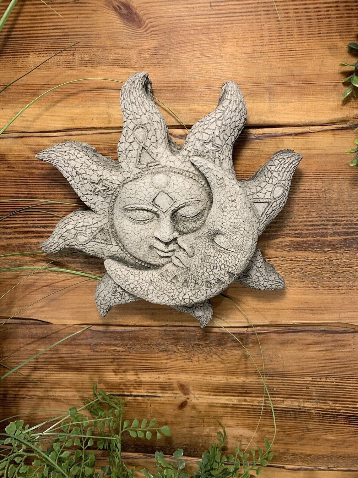 Stone Garden Sun/moon Face Wall Plaque Hanging Ornament - Etsy