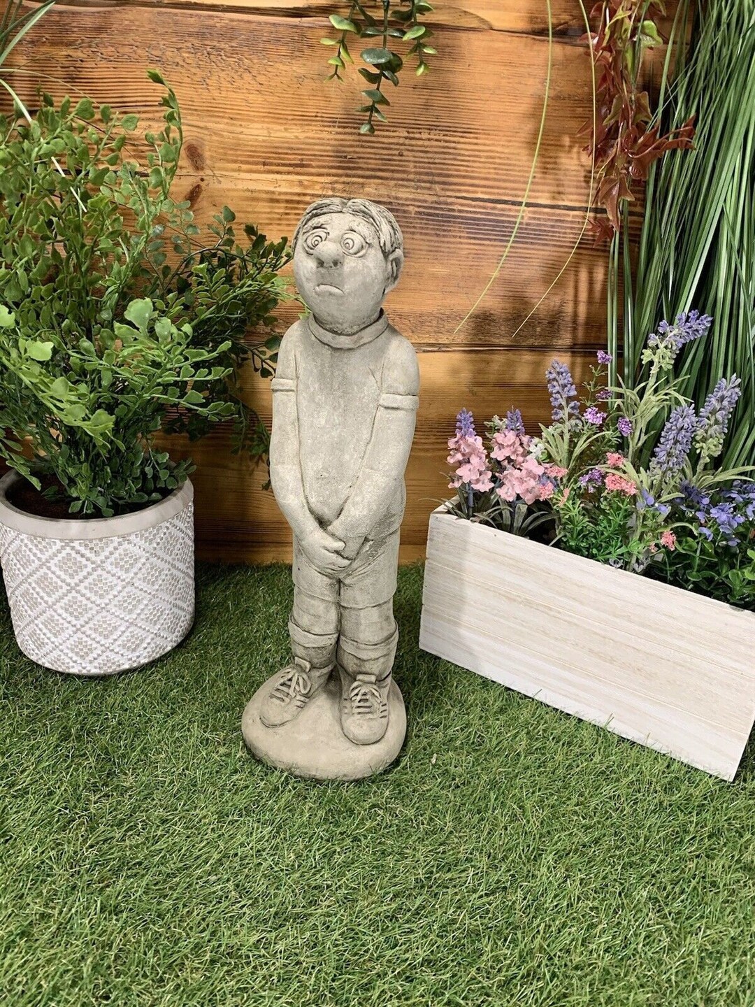 Stone Garden Footballer in Wall Gift Football Concrete Ornament - Etsy UK