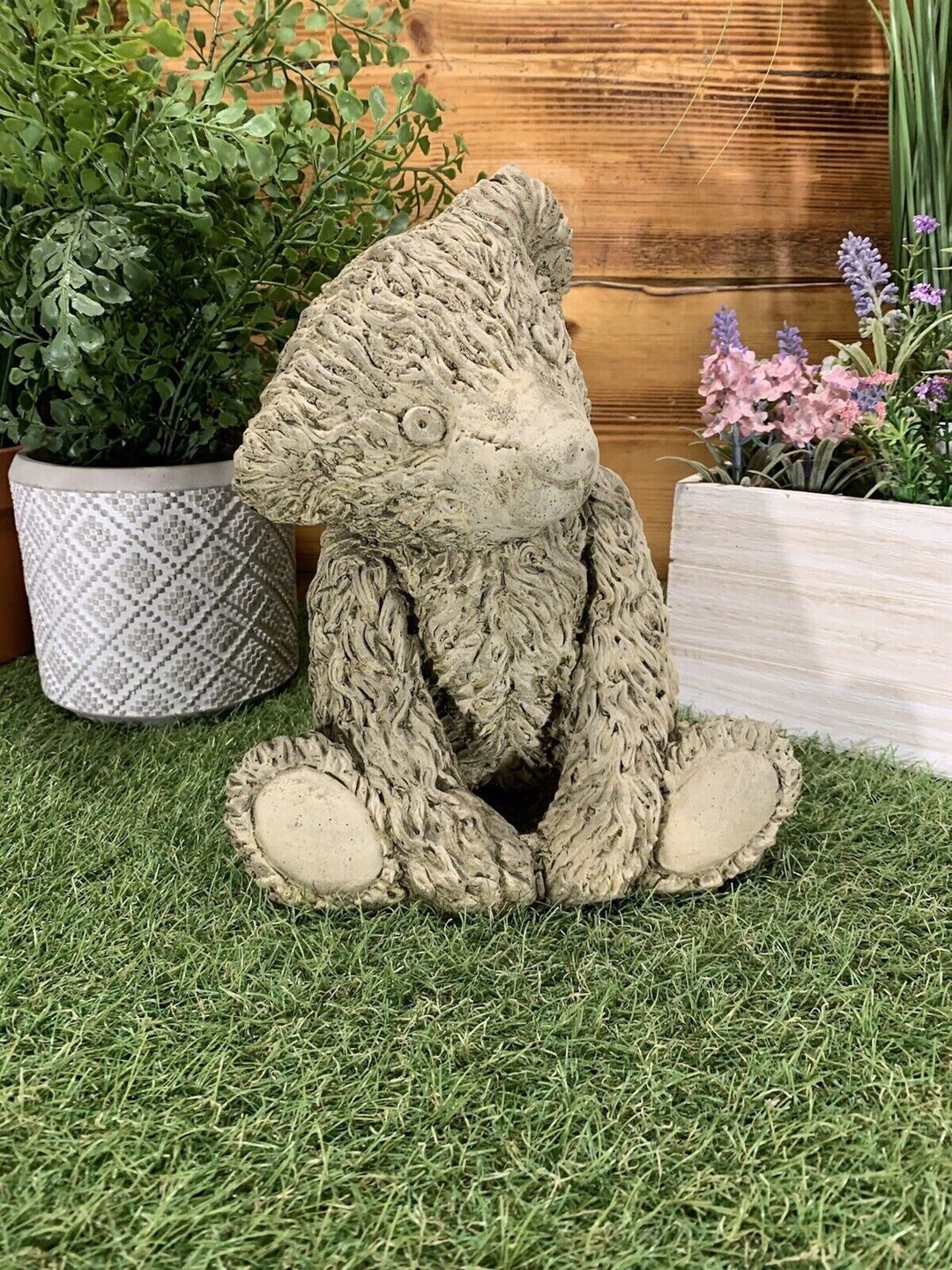Stone Garden Cute Teddy Bear Detailed Concrete Garden Ornament - Etsy
