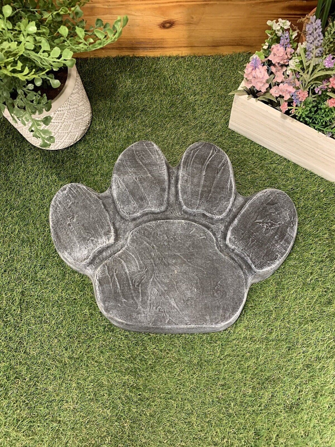 Stone Garden Large Paw Print Stepping Stone Memorial Dog Cat Concrete ...