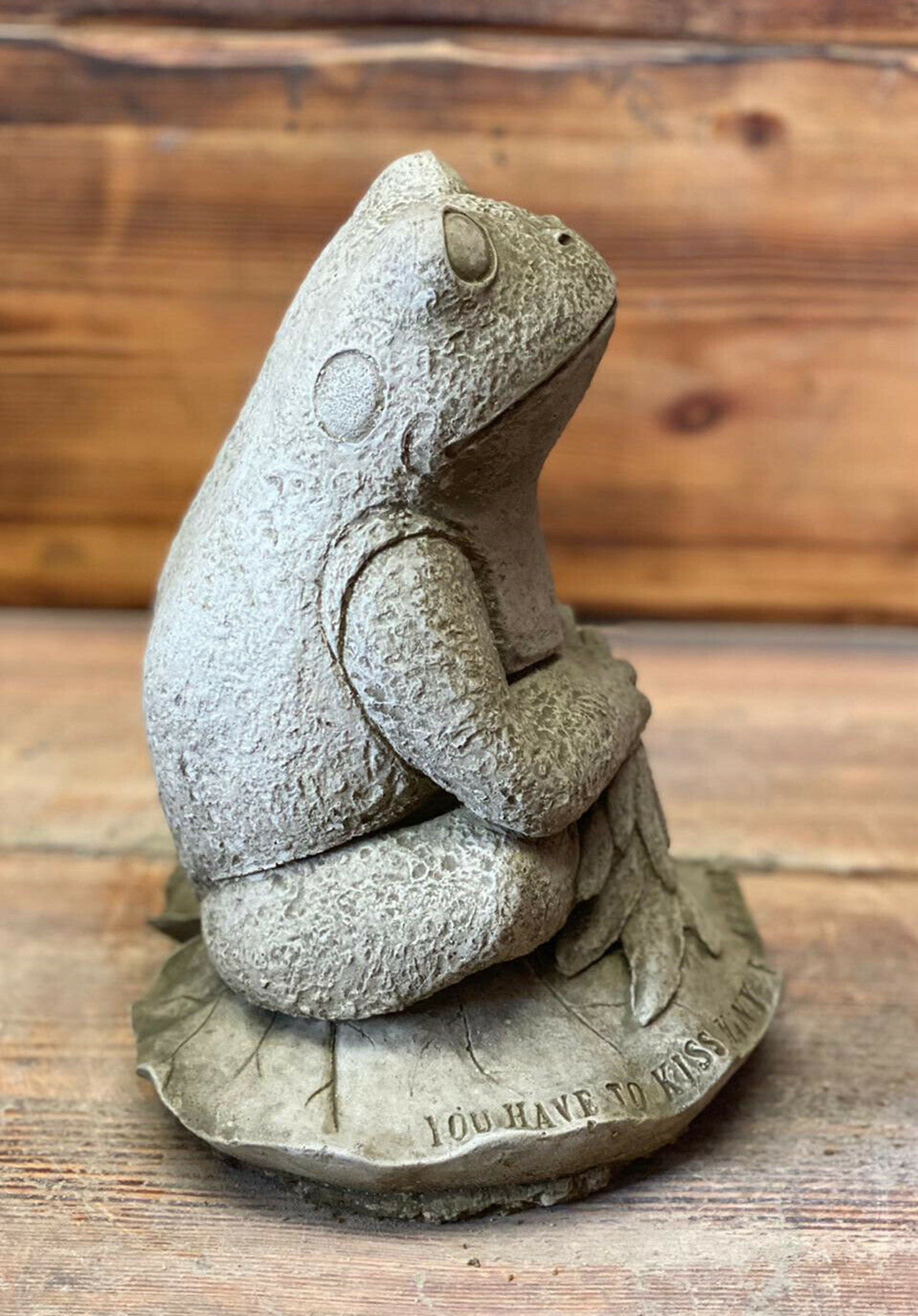 Stone Garden Prince Charming Frog On A Lily Pad Verse Statue | Etsy