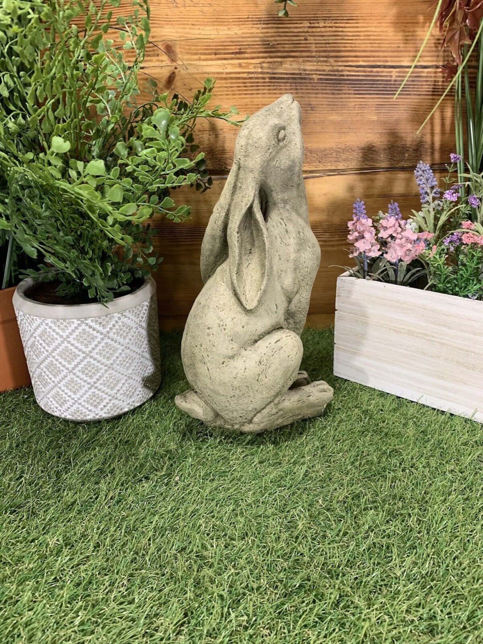 Stone Garden Moon Gazing Hare Ornament - Etsy UK