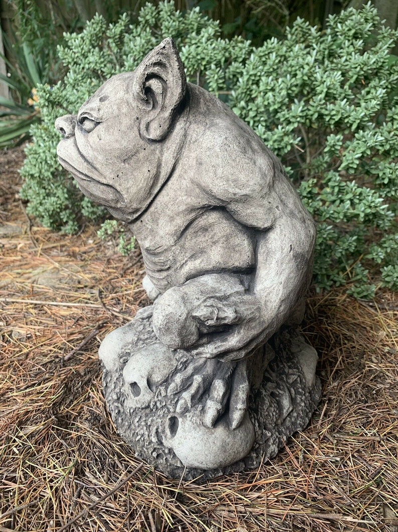 Stone Garden Gargoyle Sat on Skulls Gothic Large Ornament - Etsy
