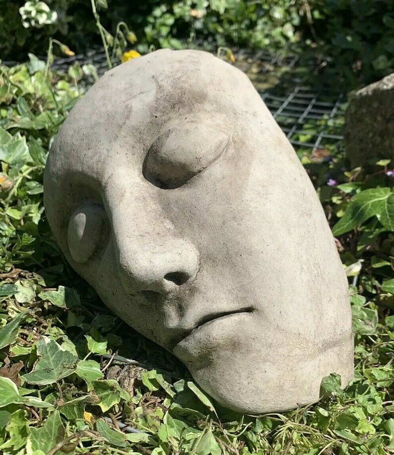 Stone Garden Beautiful Small Half Face Modern Art Statue Concrete ...