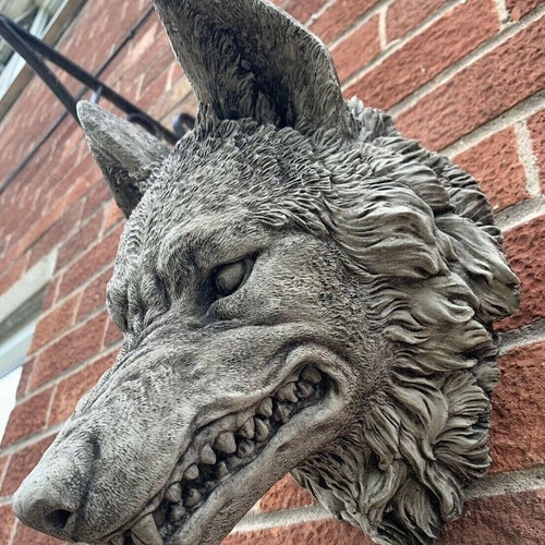 Stone Garden Large Detailed Wolf Head Wall Hanging Plaque - Etsy