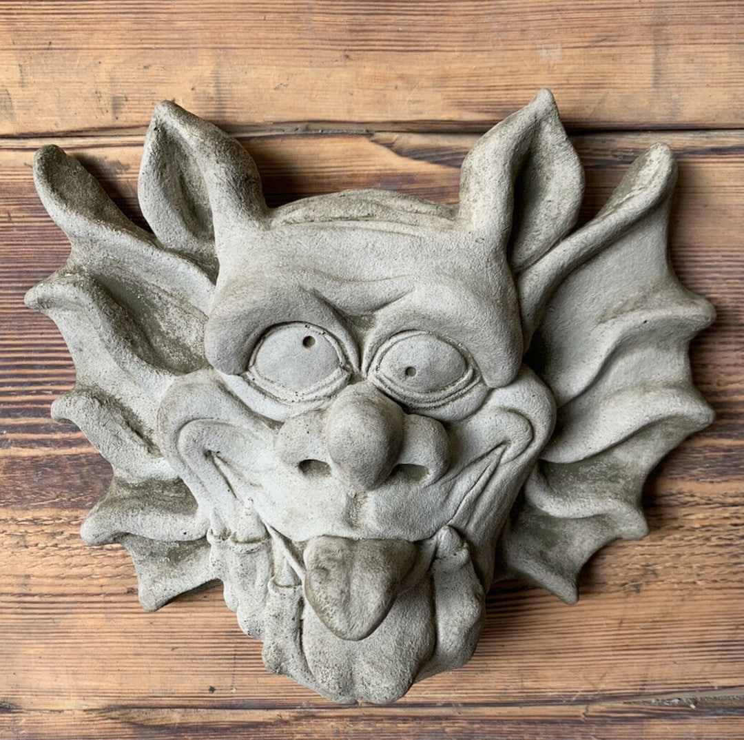 Stone Garden Large Gremlin Gargoyle Tongue Out Face Wall Plaque ...