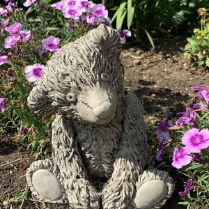 Stone Garden Cute Teddy Bear Detailed Concrete Garden Ornament - Etsy