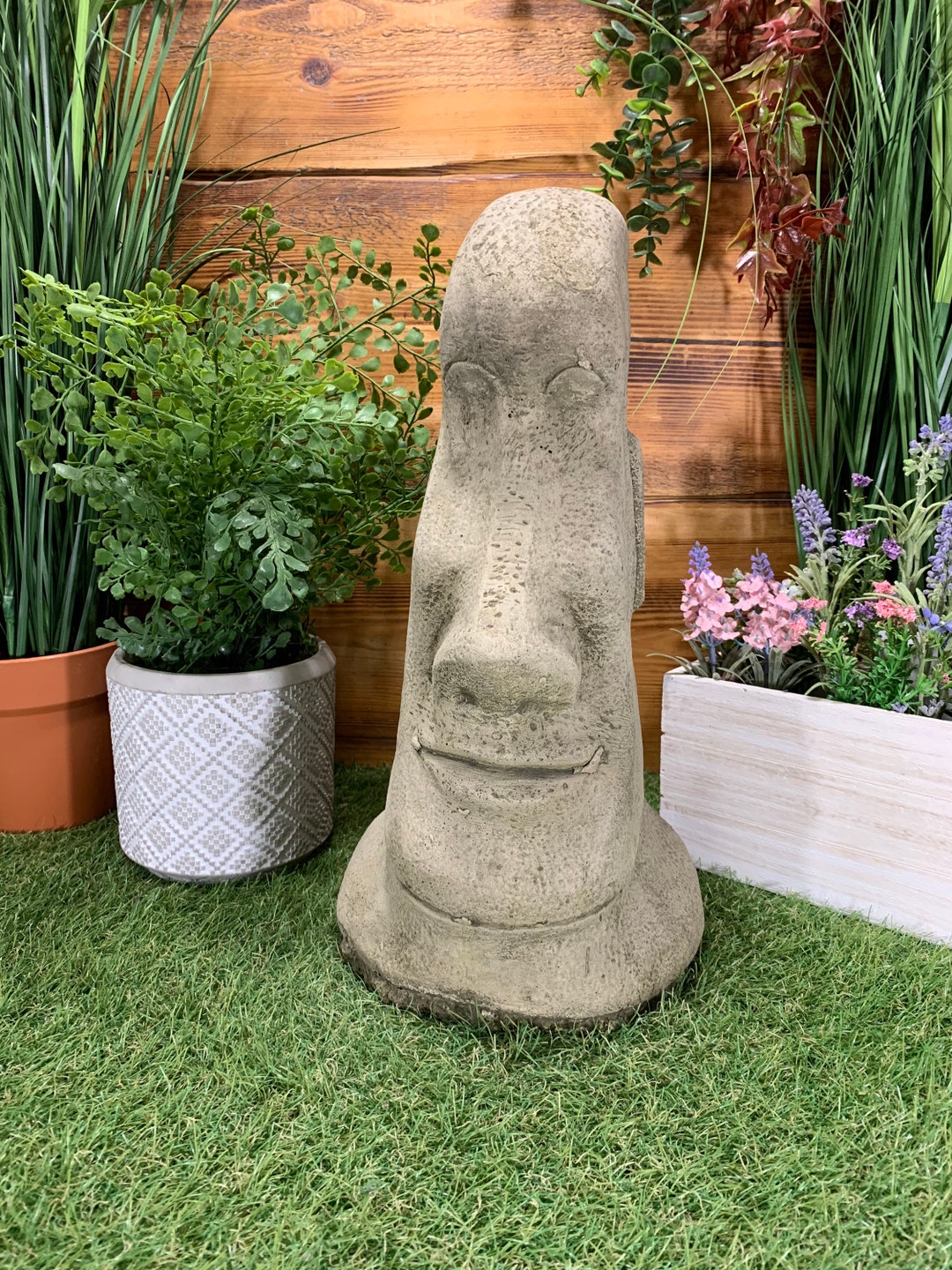 Stone Easter Island Head Statue Face MOAI/TIKI Style Garden Ornament - Etsy UK