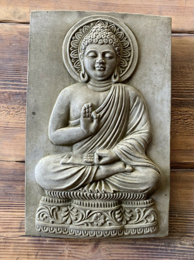 Stone Garden Buddha Oriental Wall Plaque Hanging Gift Ornament | Etsy