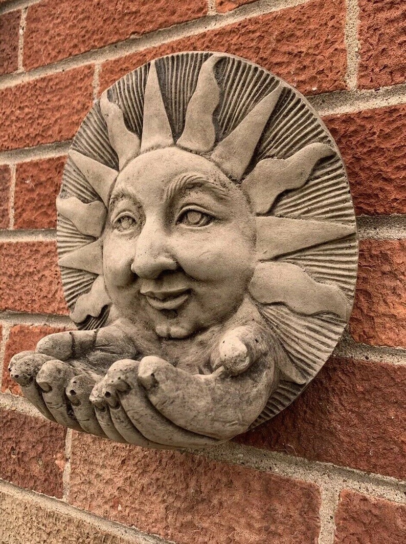Stone Garden Sun With Hands Bird Feeder Wall Hanging Plaque | Etsy