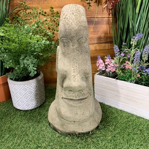 Stone Easter Island Head Statue Face MOAI/TIKI Style Garden Ornament - Etsy UK