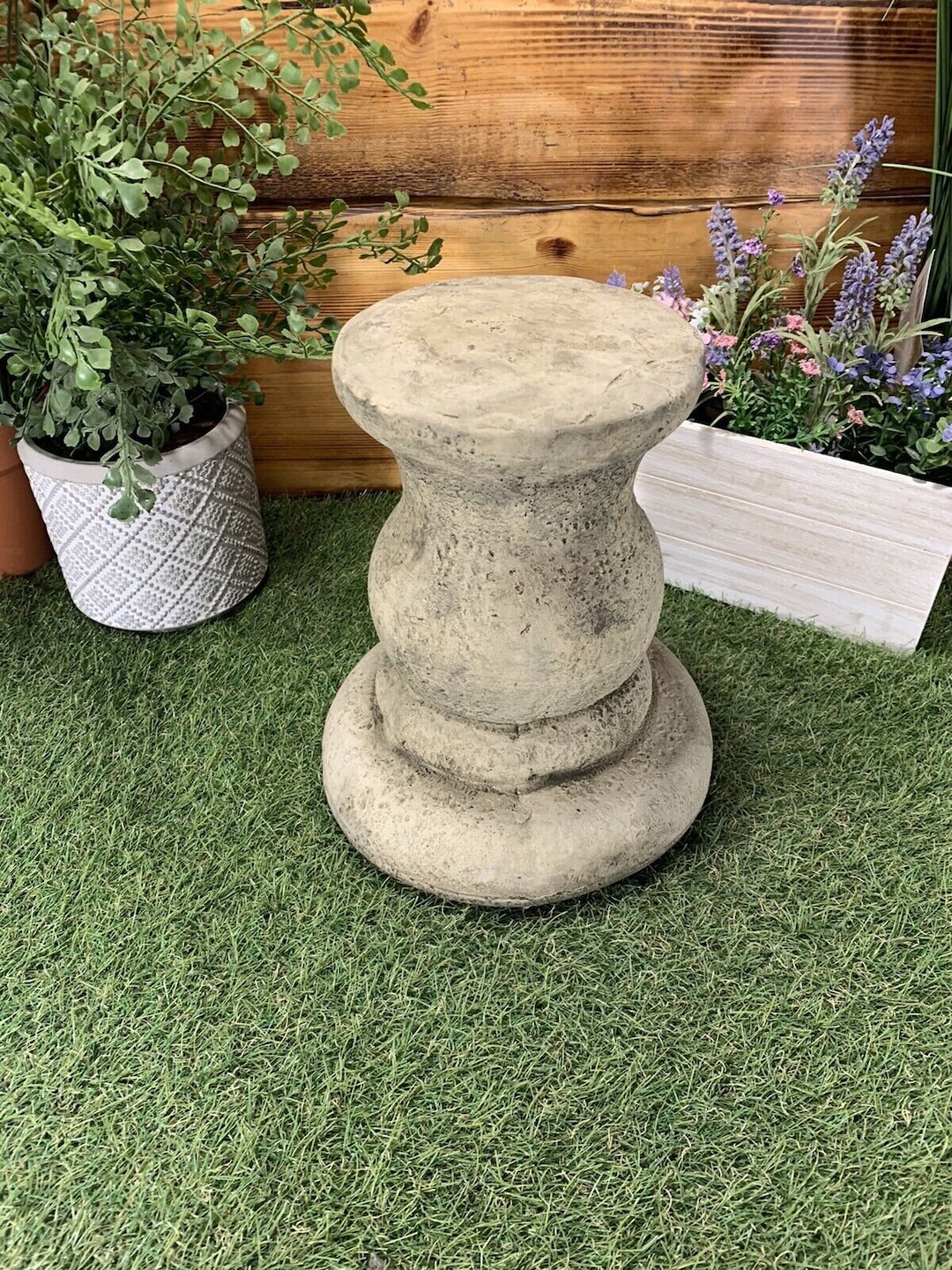 Stone Garden Small Round Solid Plinth Column Pedestal Ornament - Etsy UK