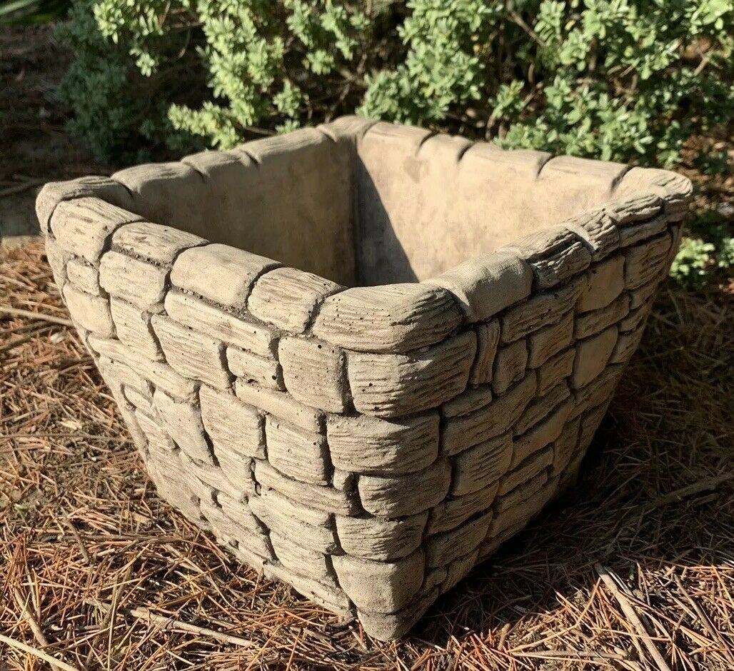 Stone Garden Stone Brick Effect Square Plant Pot Planter | Etsy UK