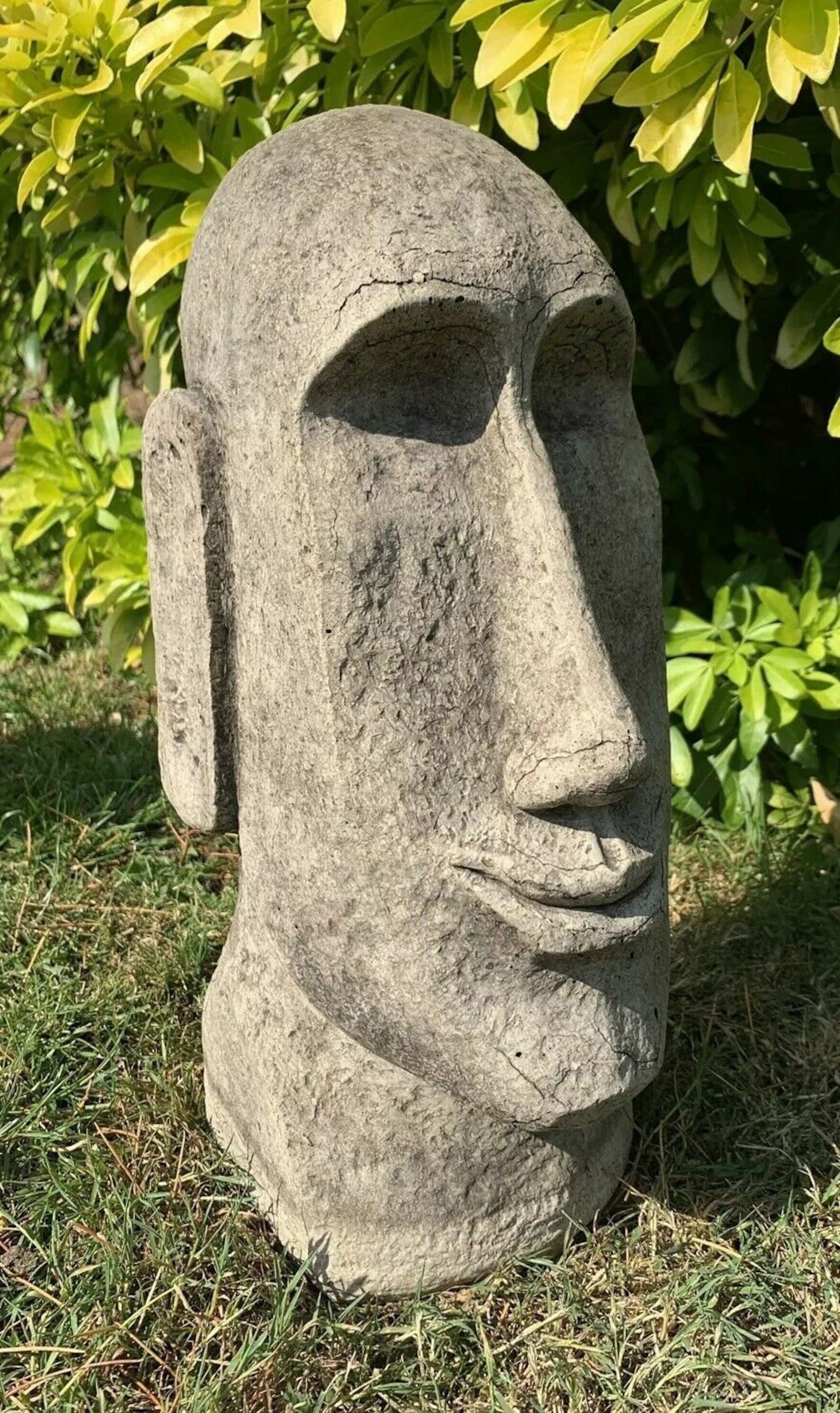 Stone Garden Easter Island Head Moai Tiki Concrete Ornament - Etsy UK