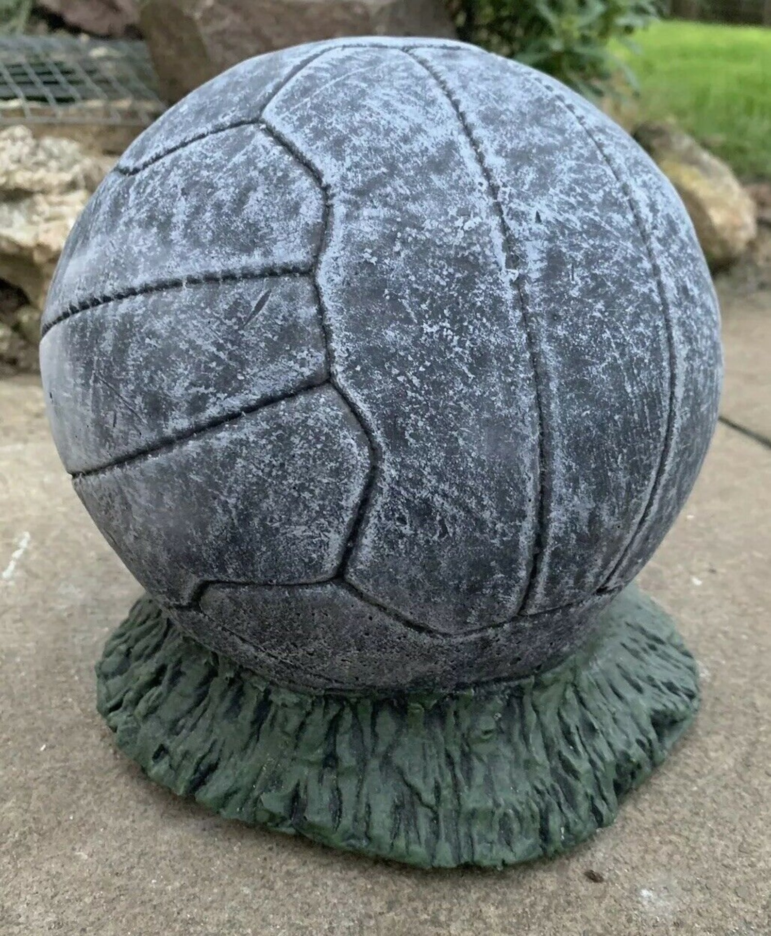 Stone Garden Life Size Football on Grass Statue Painted Detailed ...