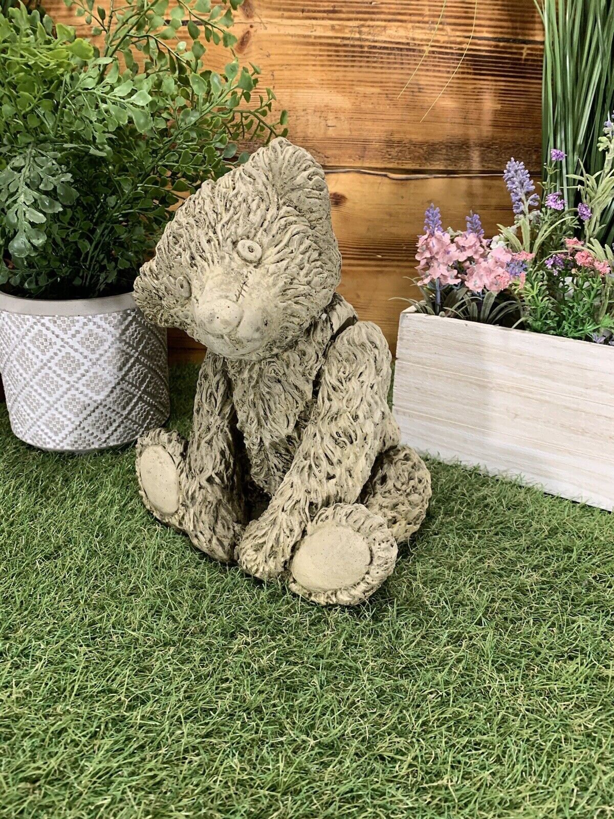 Stone Garden Cute Teddy Bear Detailed Concrete Garden Ornament - Etsy