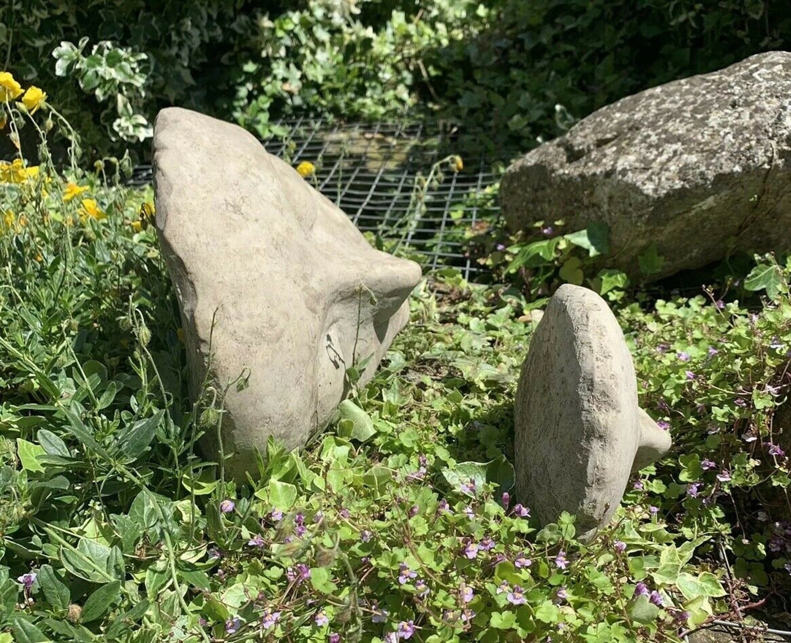 Stone Garden Beautiful Pair of Half Face Modern Art Statue Concrete ...