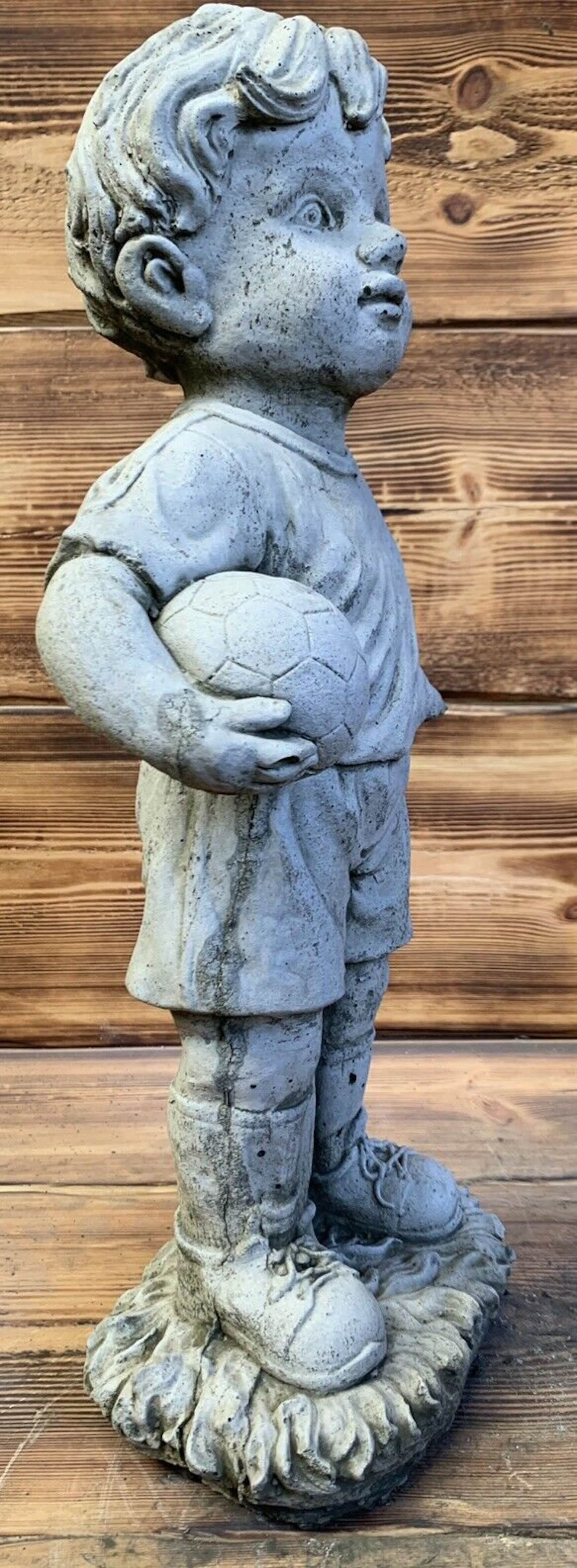 Stone Garden Football Boy Player Large Statue Ornament | Etsy