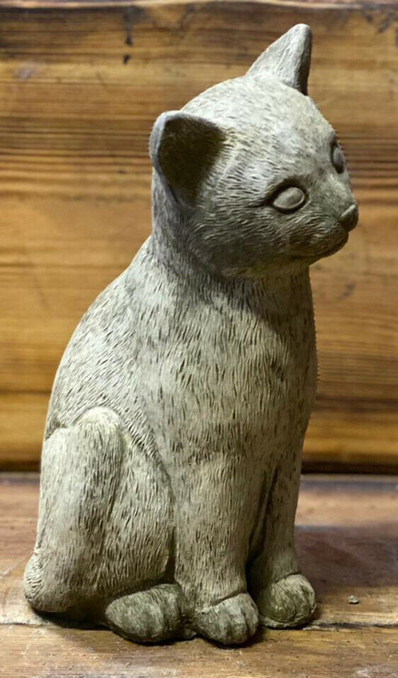 Stone Garden Cute Sitting Cat Kitten Concrete Gift Ornament - Etsy