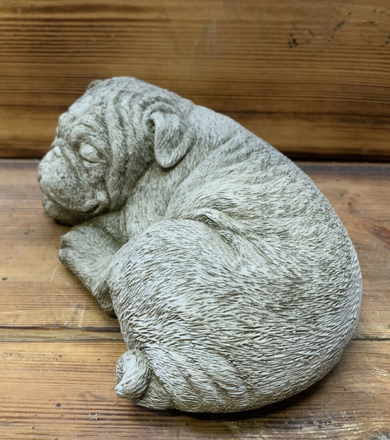 Stone Garden Cute Laying Sleeping Pug Dog Ornament Statue - Etsy