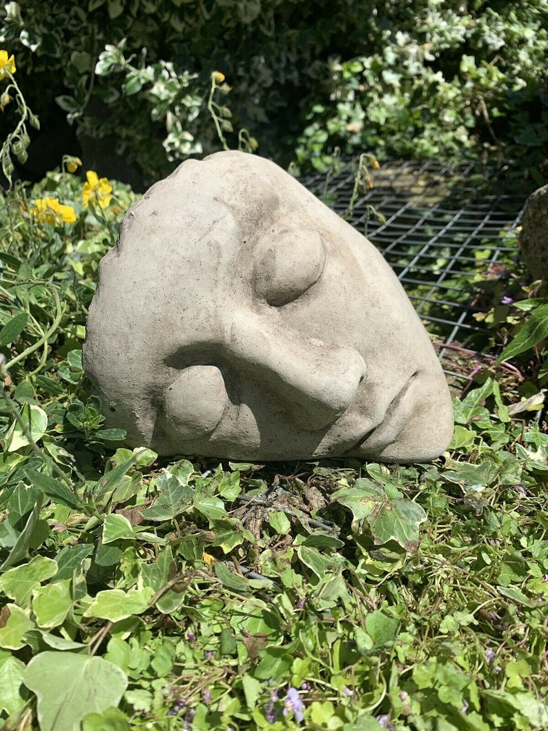 Stone Garden Beautiful Small Half Face Modern Art Statue Concrete ...