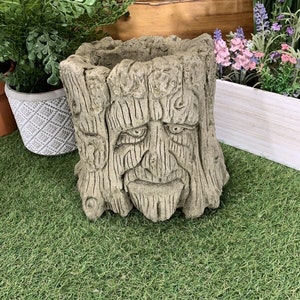 Stone Garden Tree Green Man Planter Plant Pot Cute Ornament - Etsy