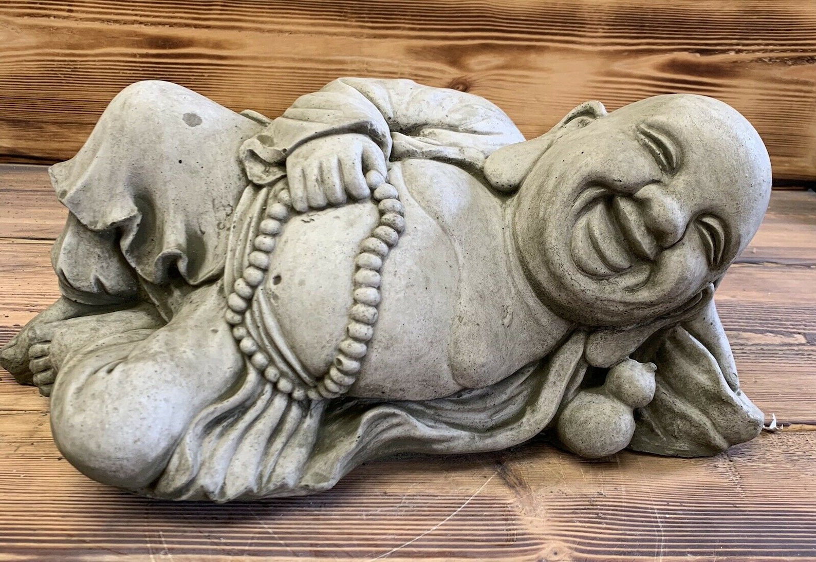 Stone Garden Large Laying Happy Buddha Statue Ornament - Etsy