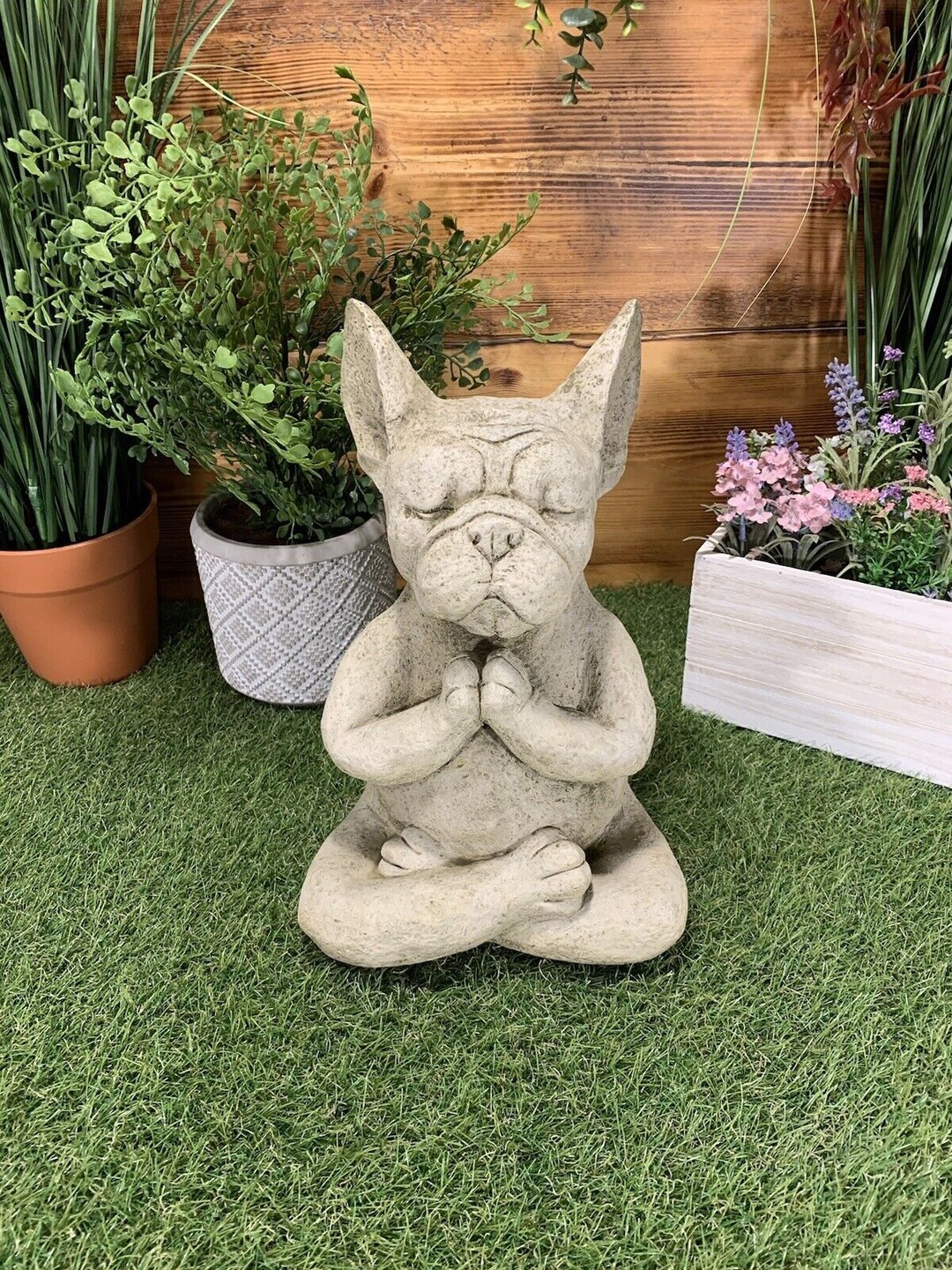 Stone Garden Meditating Sitting French Bulldog/ Frenchie Dog Oranament ...