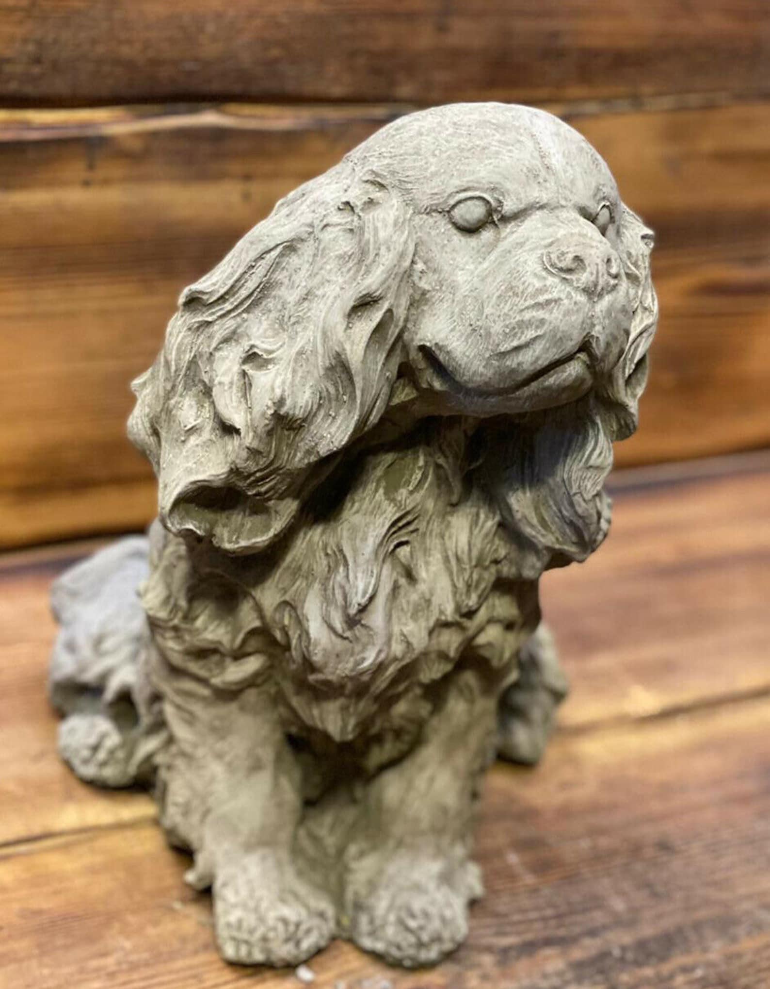 Stone Garden King Charles/cocker Spaniel Dog Statue Gift - Etsy UK