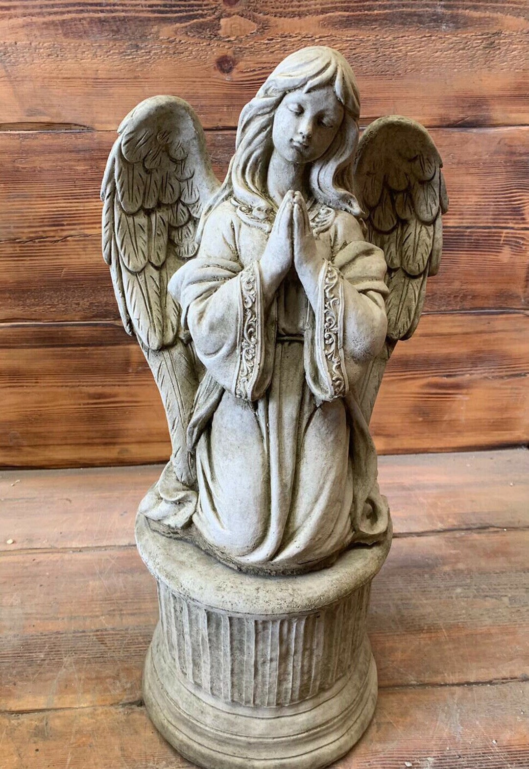 Stone Garden Praying Angel Woman Girl on Plinth Statue Ornament - Etsy UK