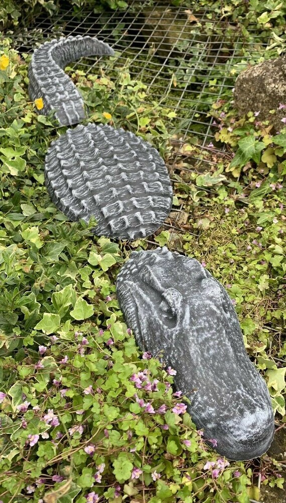 Stone Garden 3 Piece Crocodile Alligator Gift Concrete | Etsy
