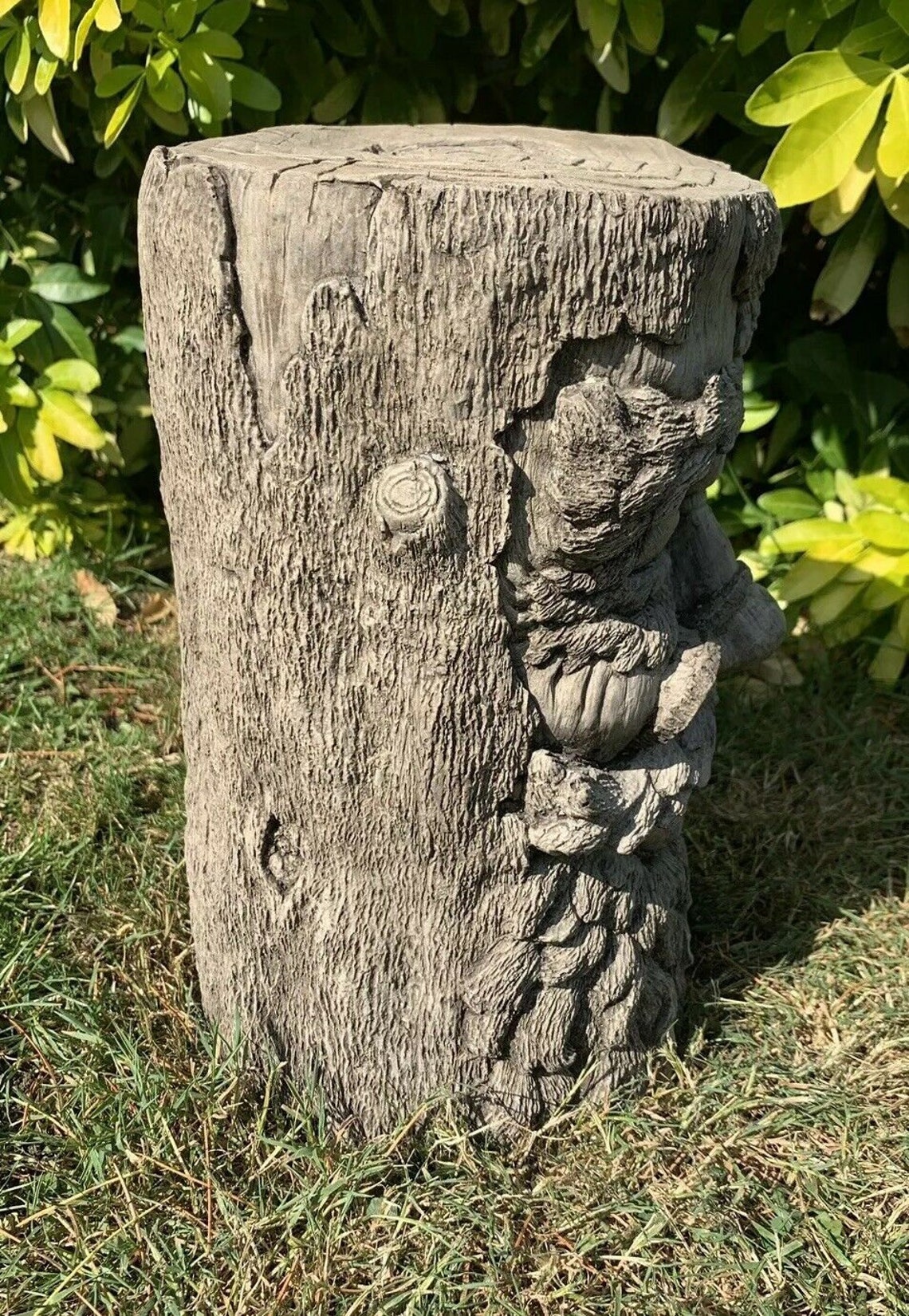 Stone Garden Green Man Tree Stump Plinth Concrete Ornament - Etsy UK