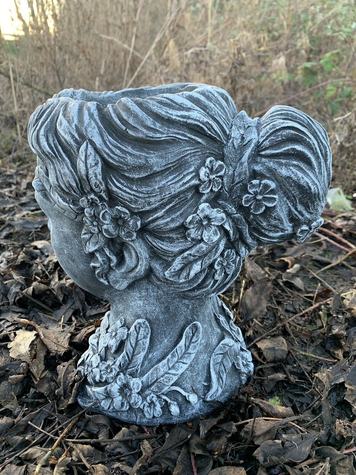 Stone Garden Female Bust Planter Plant Pot Statue Ornament - Etsy