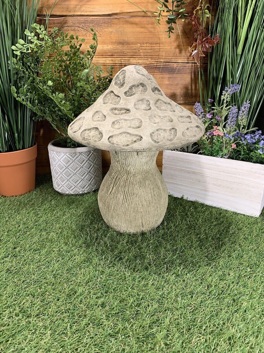 Stone Garden Traditional Large Toadstool Mushroom 2 Piece Concrete ...
