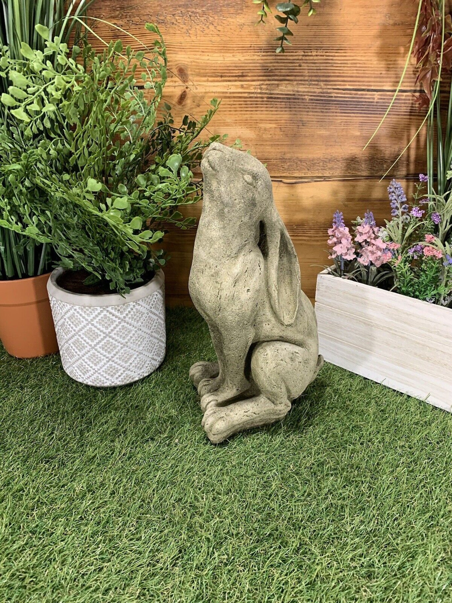 Stone Garden Moon Gazing Hare Ornament - Etsy UK