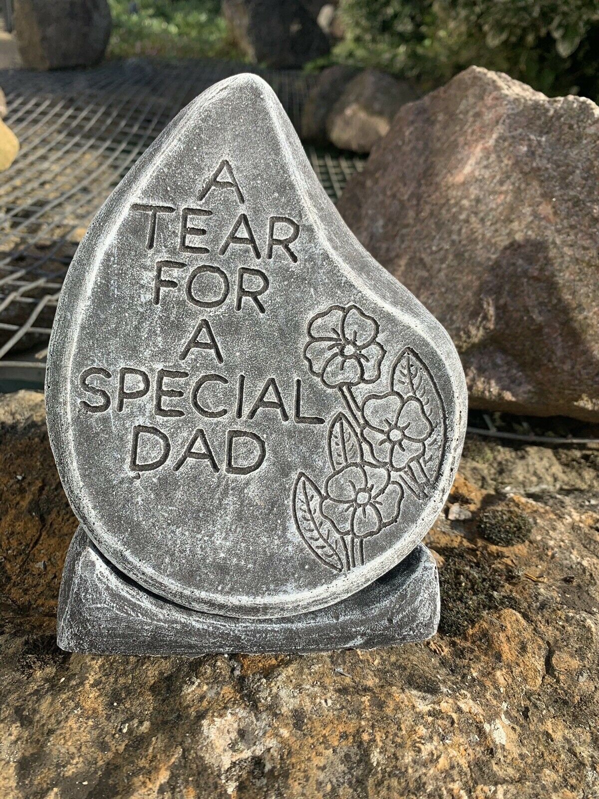 Stone Garden Special Dad Tear Drop Memorial Plaque Concrete Ornament ...