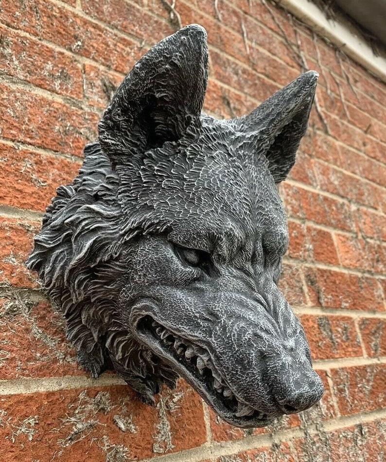 Stone Garden Large Detailed Wolf Head Wall Hanging Plaque - Etsy