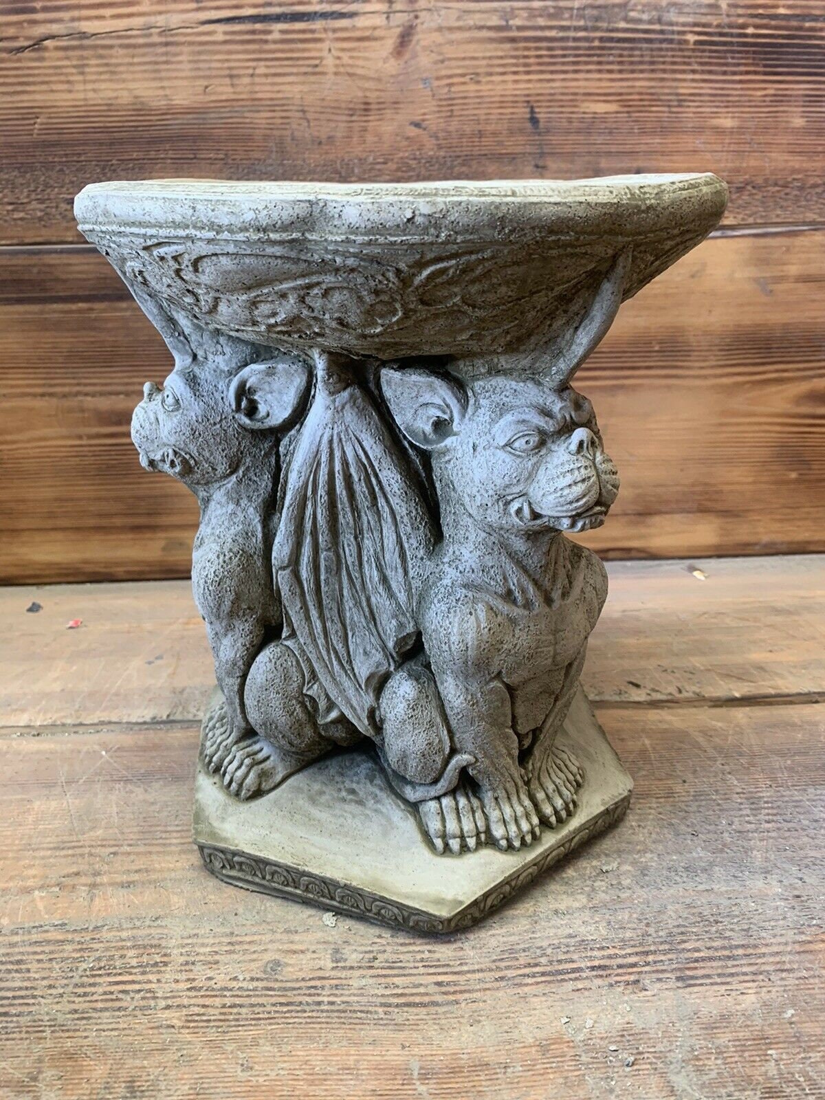 Stone Garden Gargoyle Bird Bath Feeder Gremlin Winged Gothic | Etsy