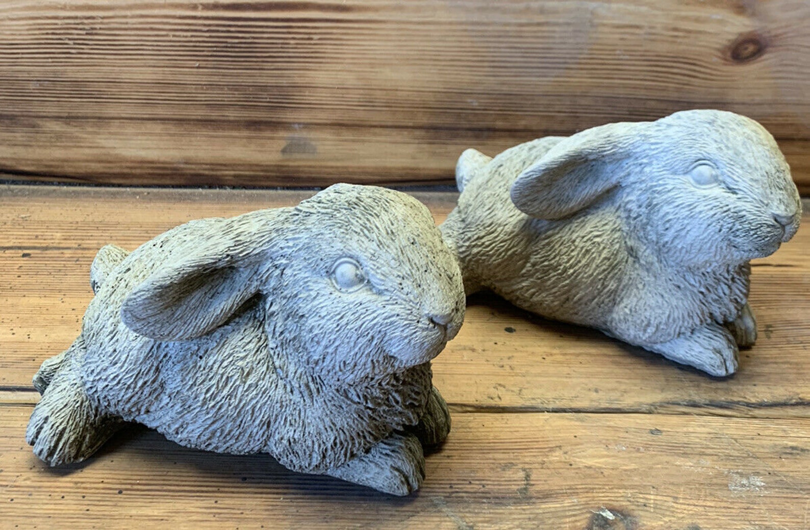 Stone Garden Pair of Cute Bunny Rabbits Hares Statue Ornament - Etsy