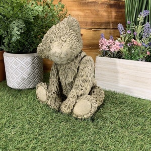 Stone Garden Cute Teddy Bear Detailed Concrete Garden Ornament - Etsy