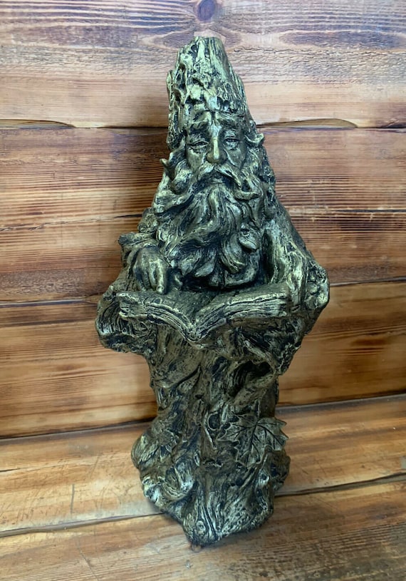 Stone Garden Gold Bronzed Tree Wizard Hand Cast Statue | Etsy