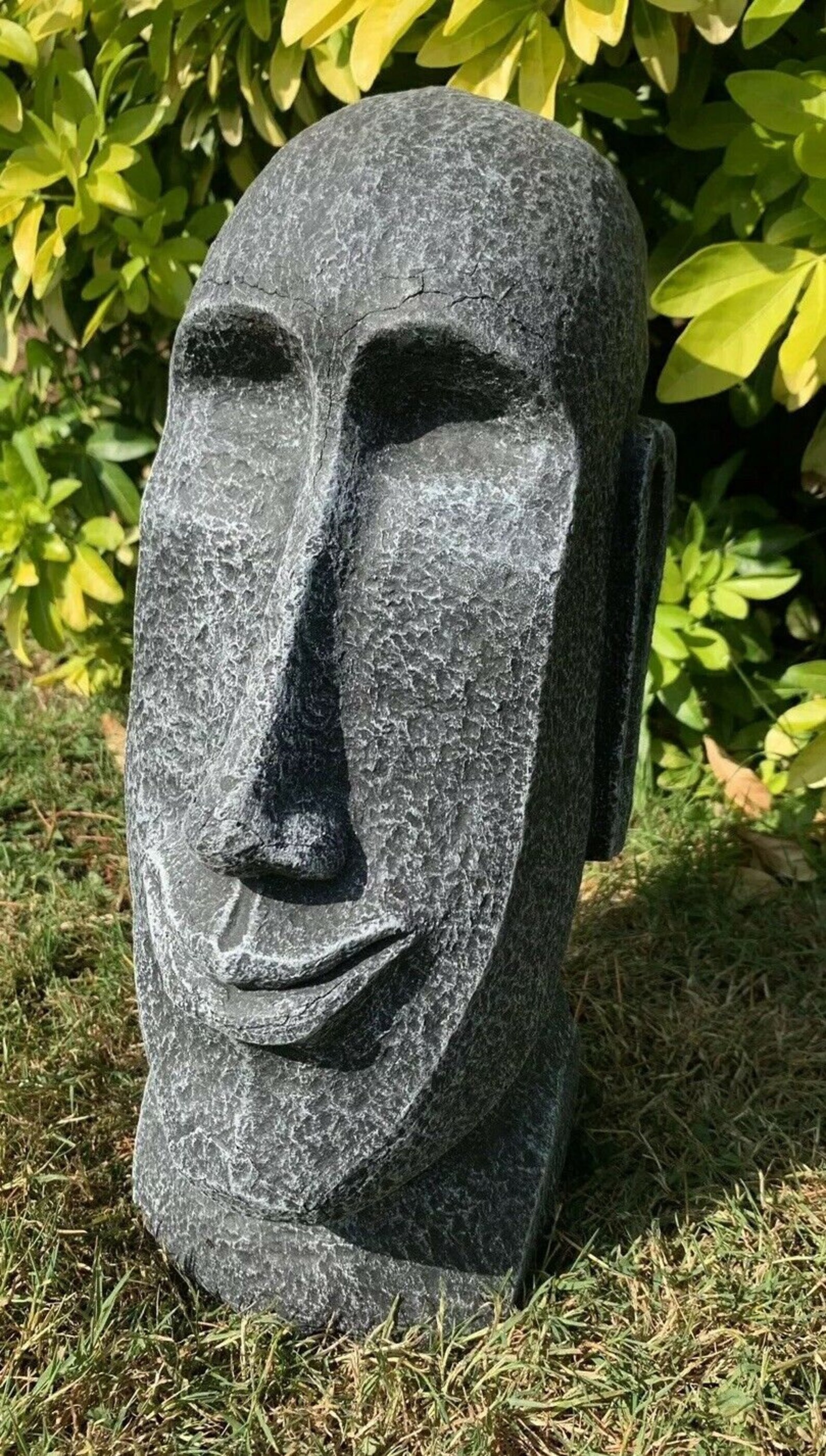 Stone Garden Easter Island Head Moai Tiki Concrete Ornament - Etsy